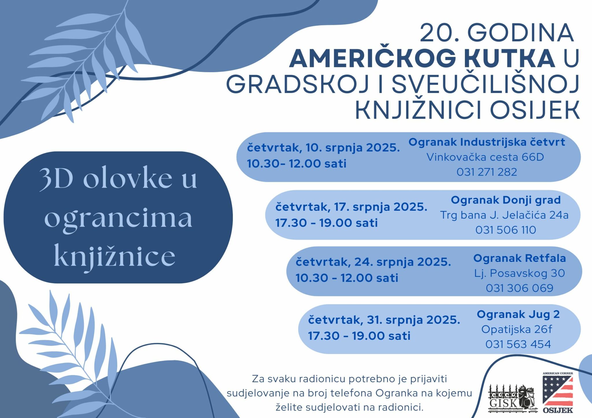 Radionice “3D olovke u ograncima Knjižnice” | GISKO